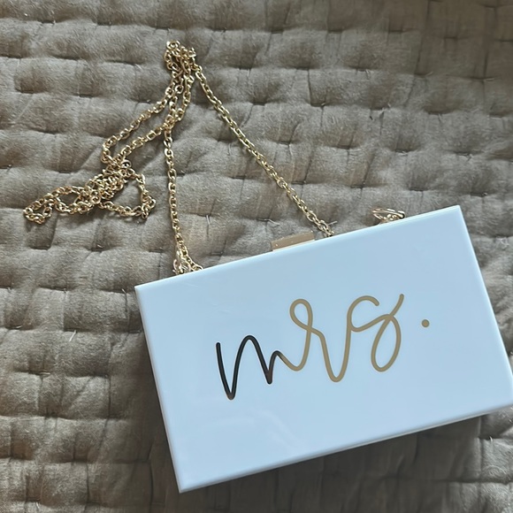 Bags | Acrilylic White And Gold Mrs Purse | Poshmark